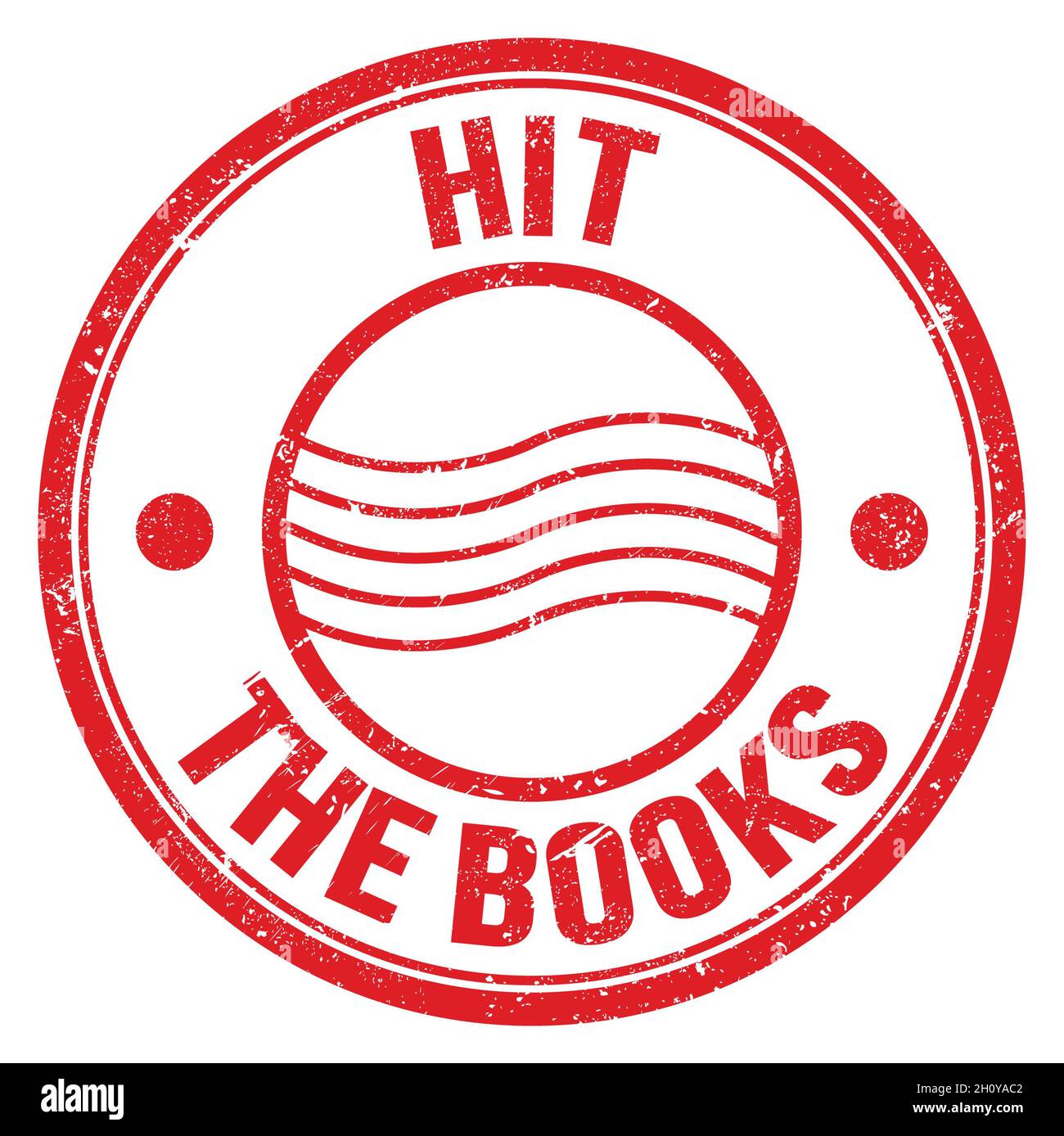 HIT THE BOOKS text written on red round postal stamp sign Stock Photo ...