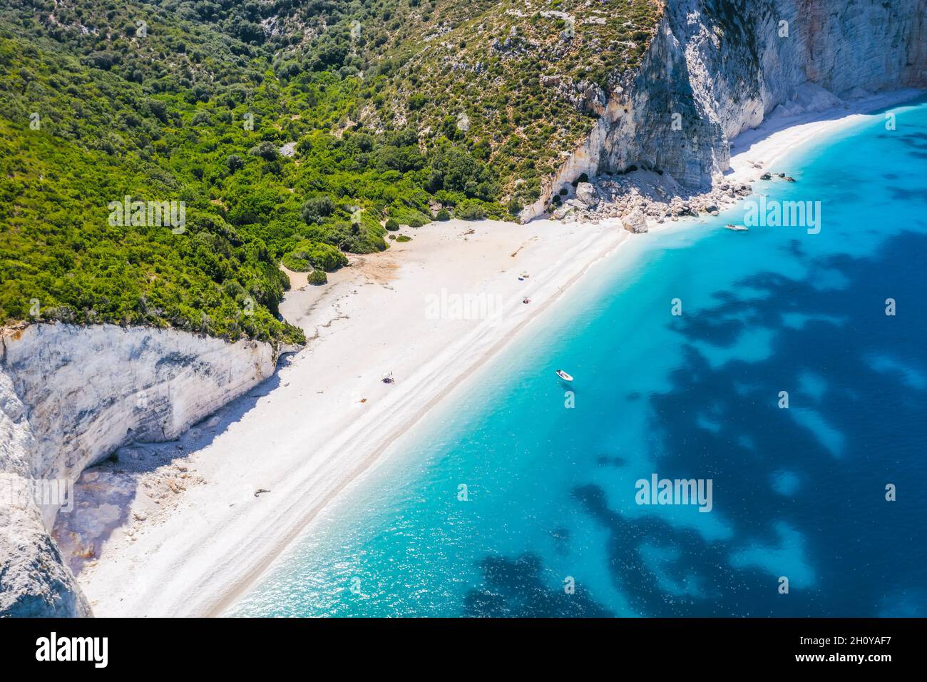 Remote and hidden Fteri beach in Kefalonia Island, Greece, Europe Stock ...