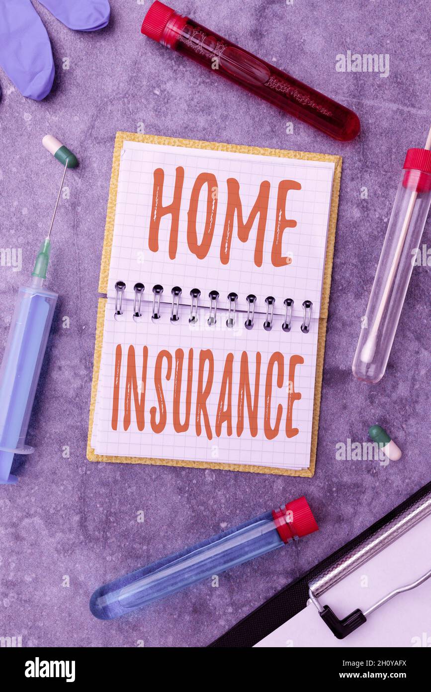 Handwriting text Home Insurance. Internet Concept Covers looses and ...