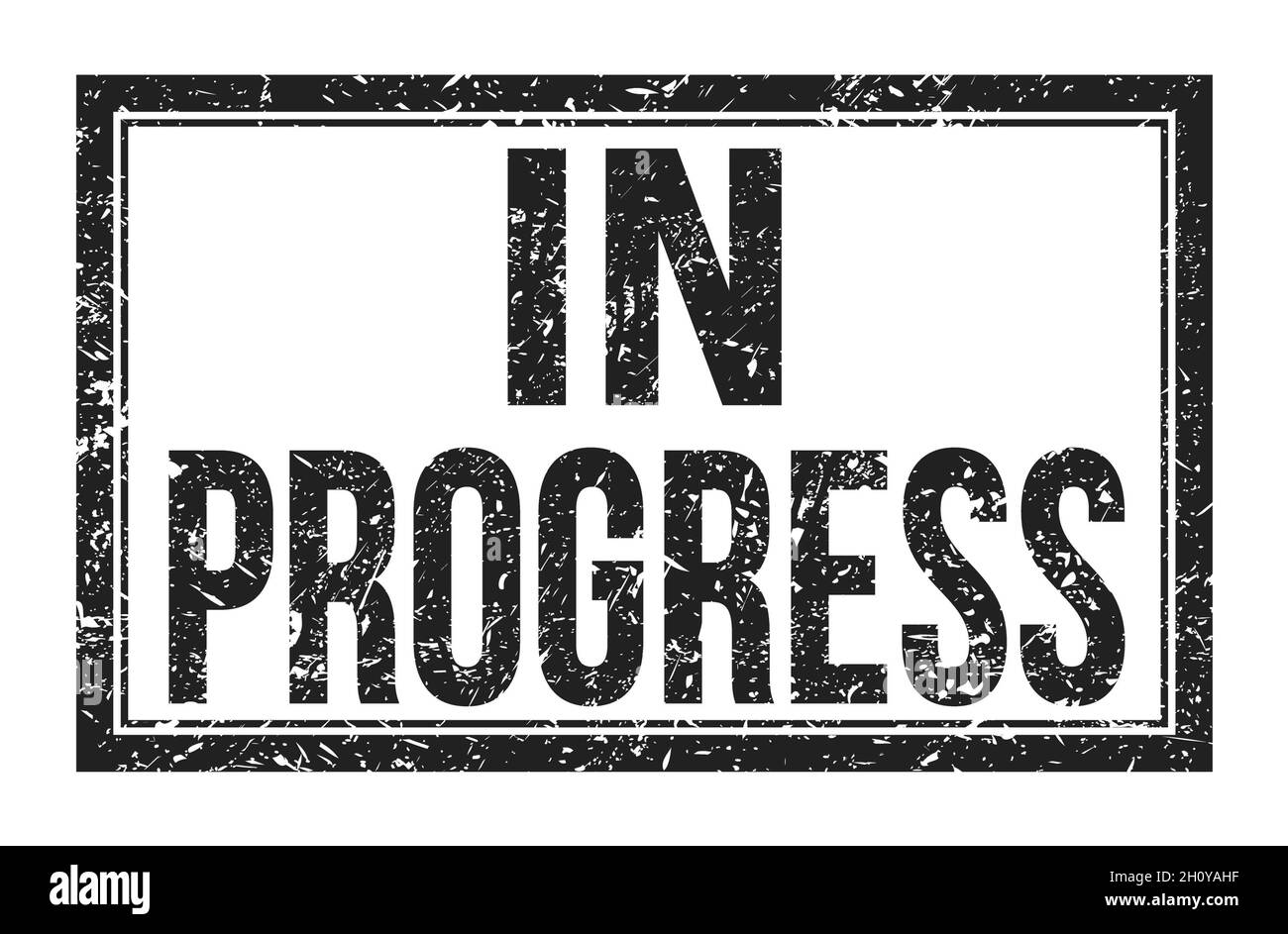 IN PROGRESS, words written on black rectangle stamp sign Stock Photo ...