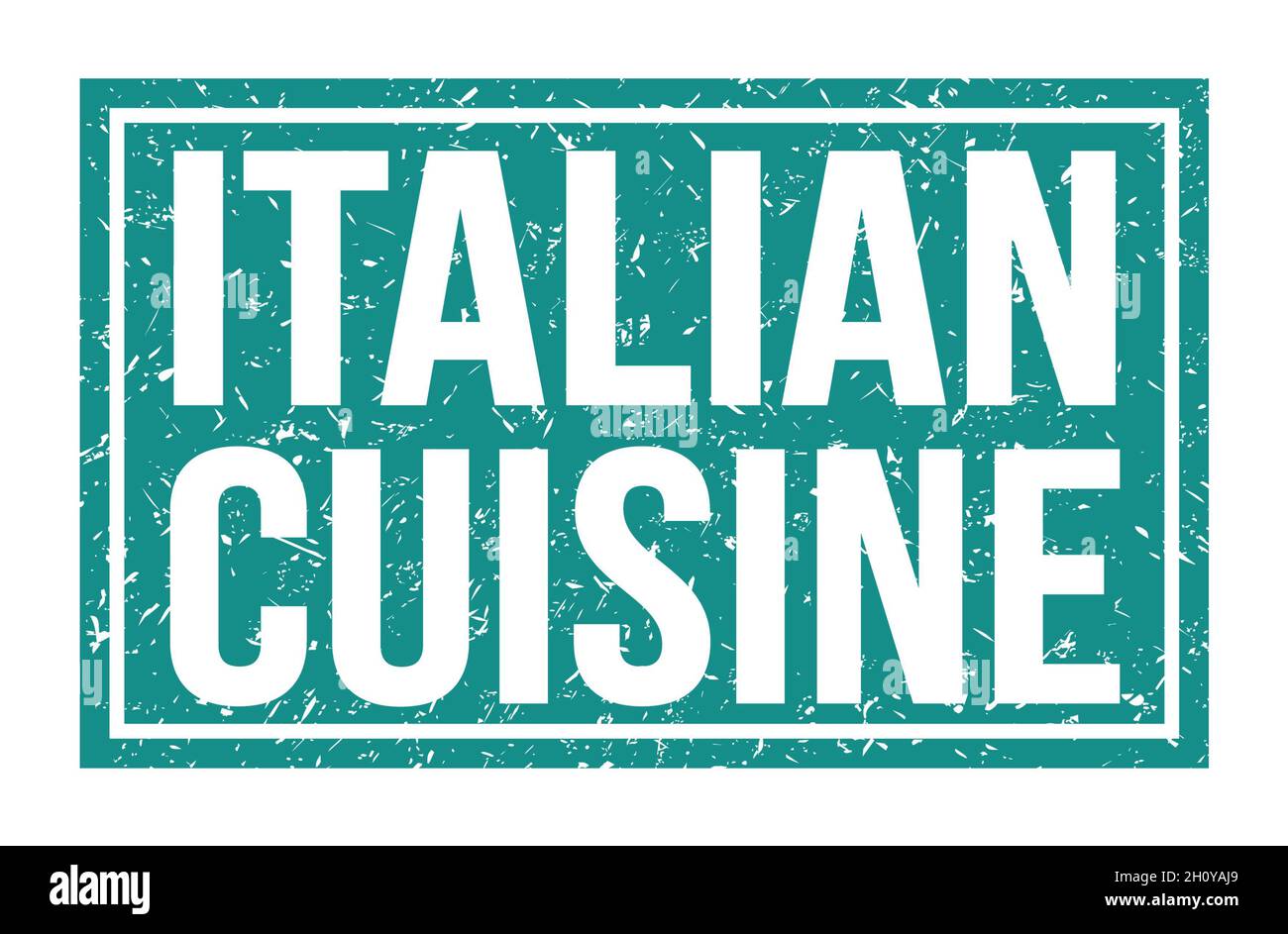 ITALIAN CUISINE, words written on blue rectangle stamp sign Stock Photo ...