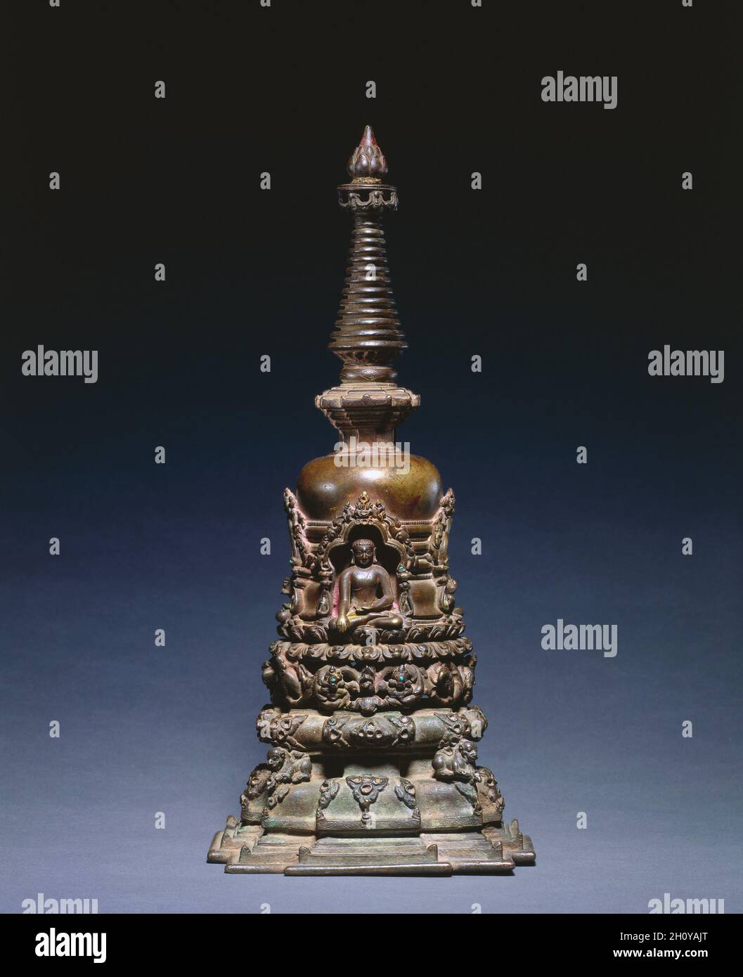 Miniature Votive Stupa, c. 1000s. Eastern India, Bihar. Bronze with ...