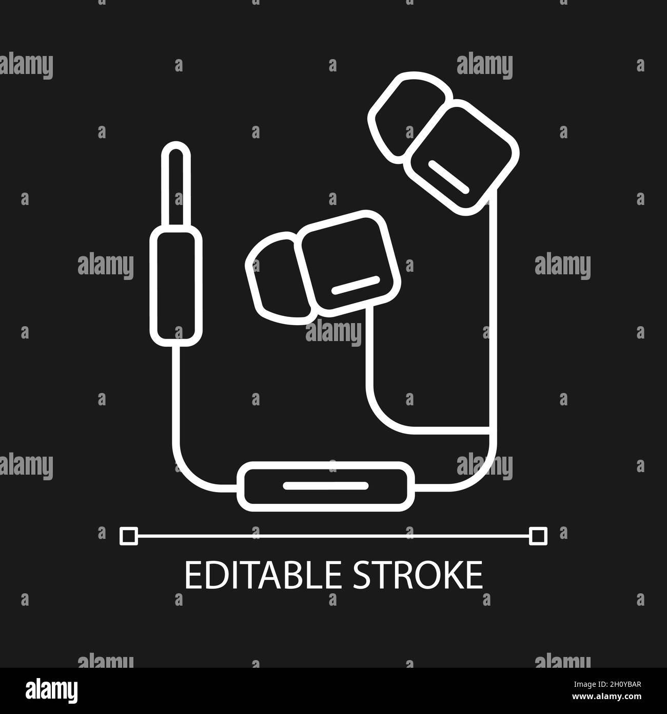 Wired earphones white linear icon for dark theme Stock Vector Image ...