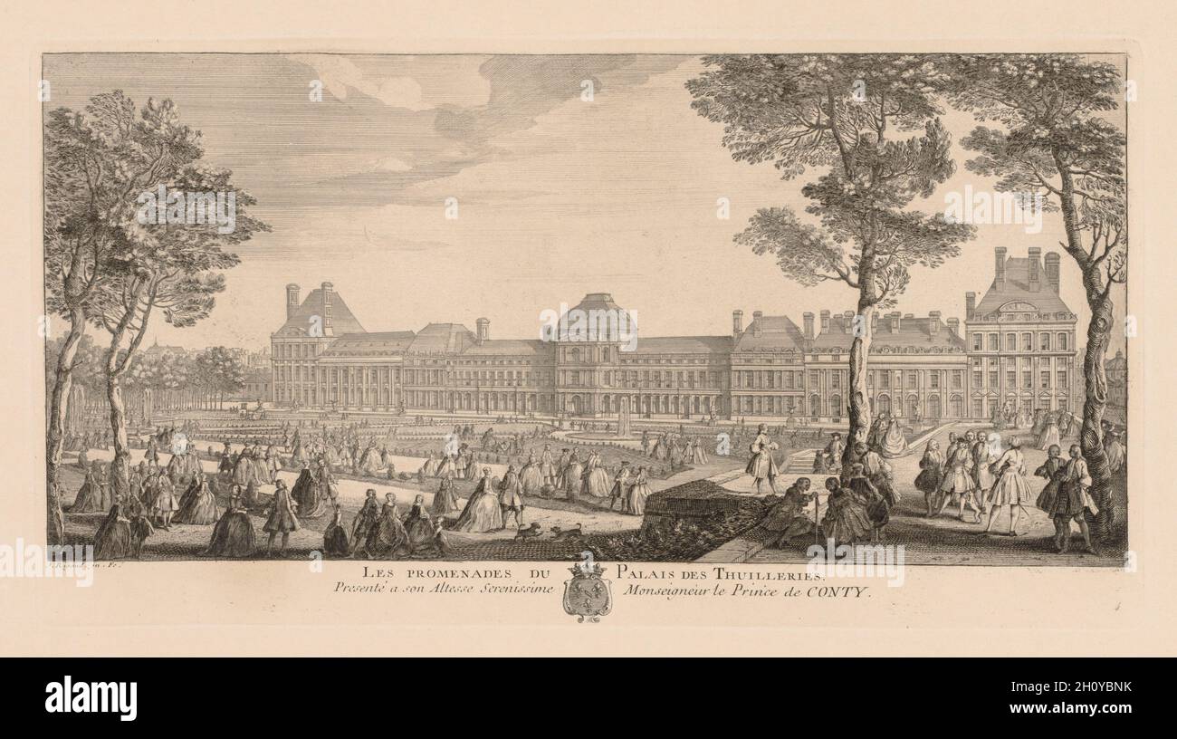 Promenades of the Palais des Tuileries, c. 1720-29. Jacques Rigaud ...
