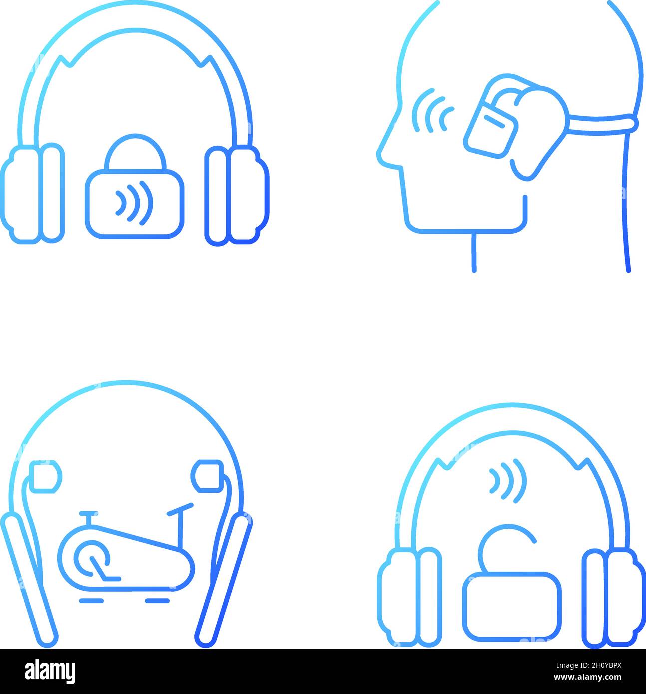 Wireless headphones gradient linear vector icons set Stock Vector Image ...