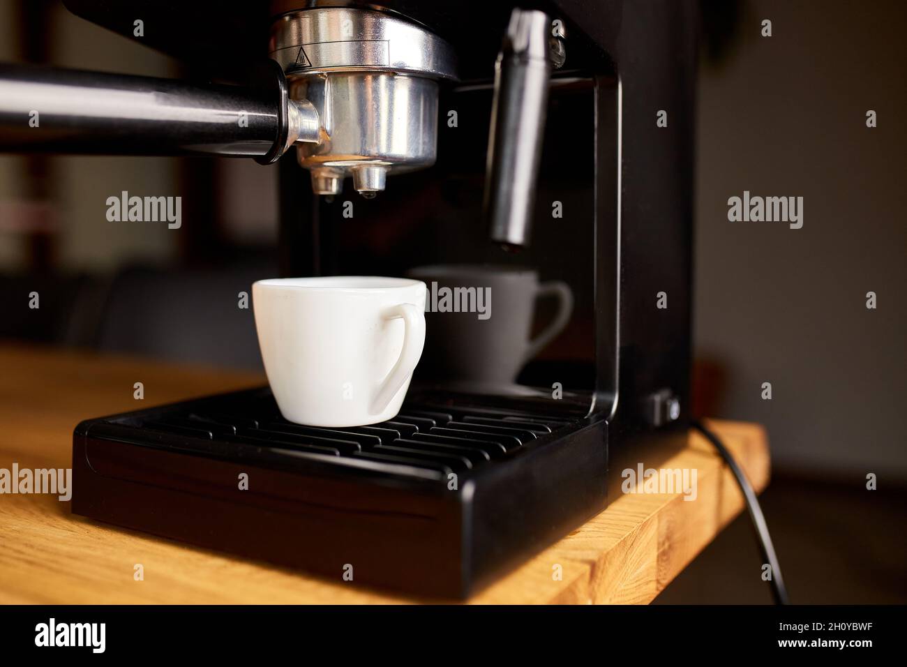 Coffee Maker Ready To Preparing A Coffee. Cup Of Coffee Being Prepared ...