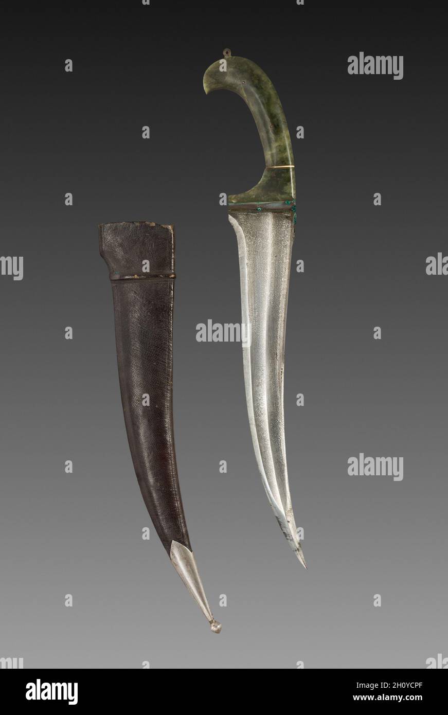 Dagger, 1800s. India, 19th century. Iron with bone and silver; overall ...