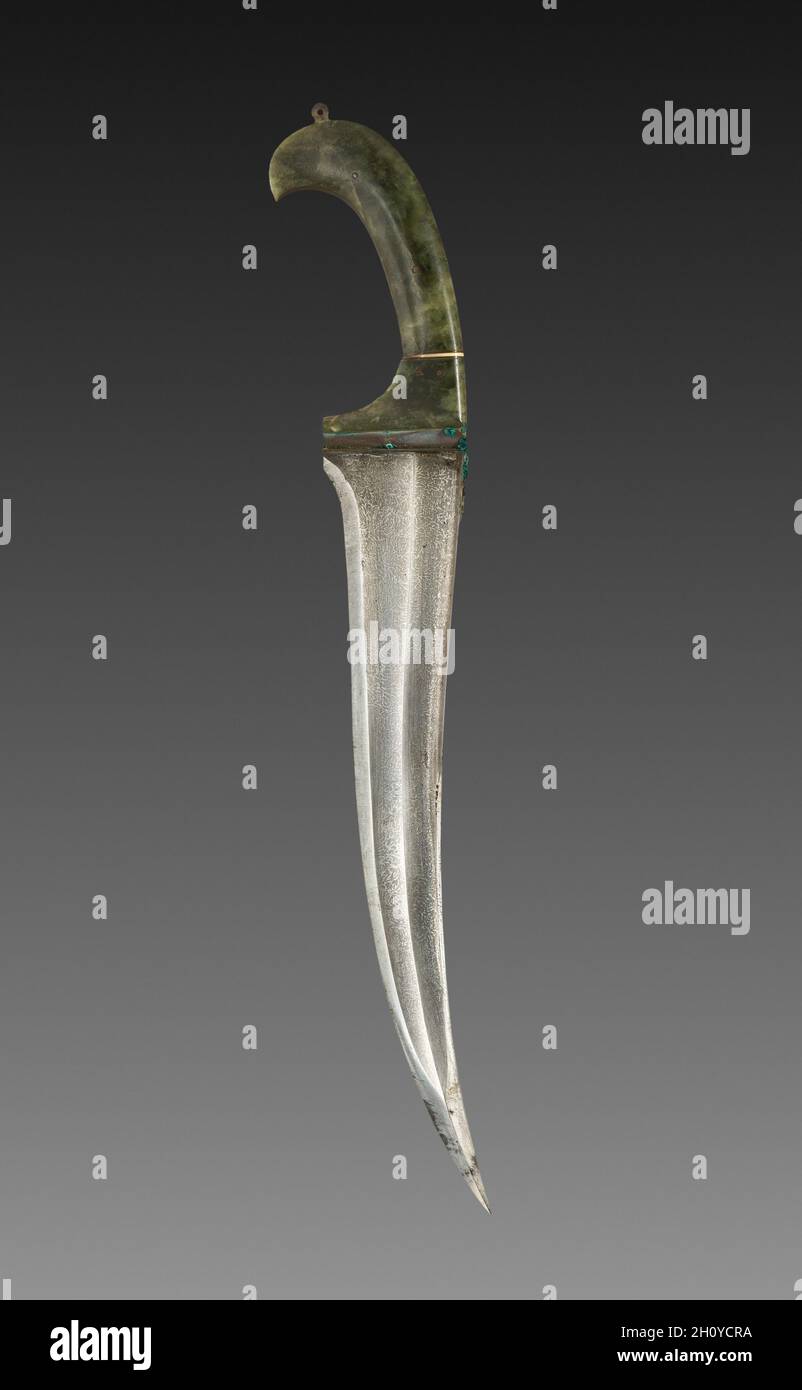 Dagger, 1800s. India, 19th century. Iron with bone and silver; overall ...