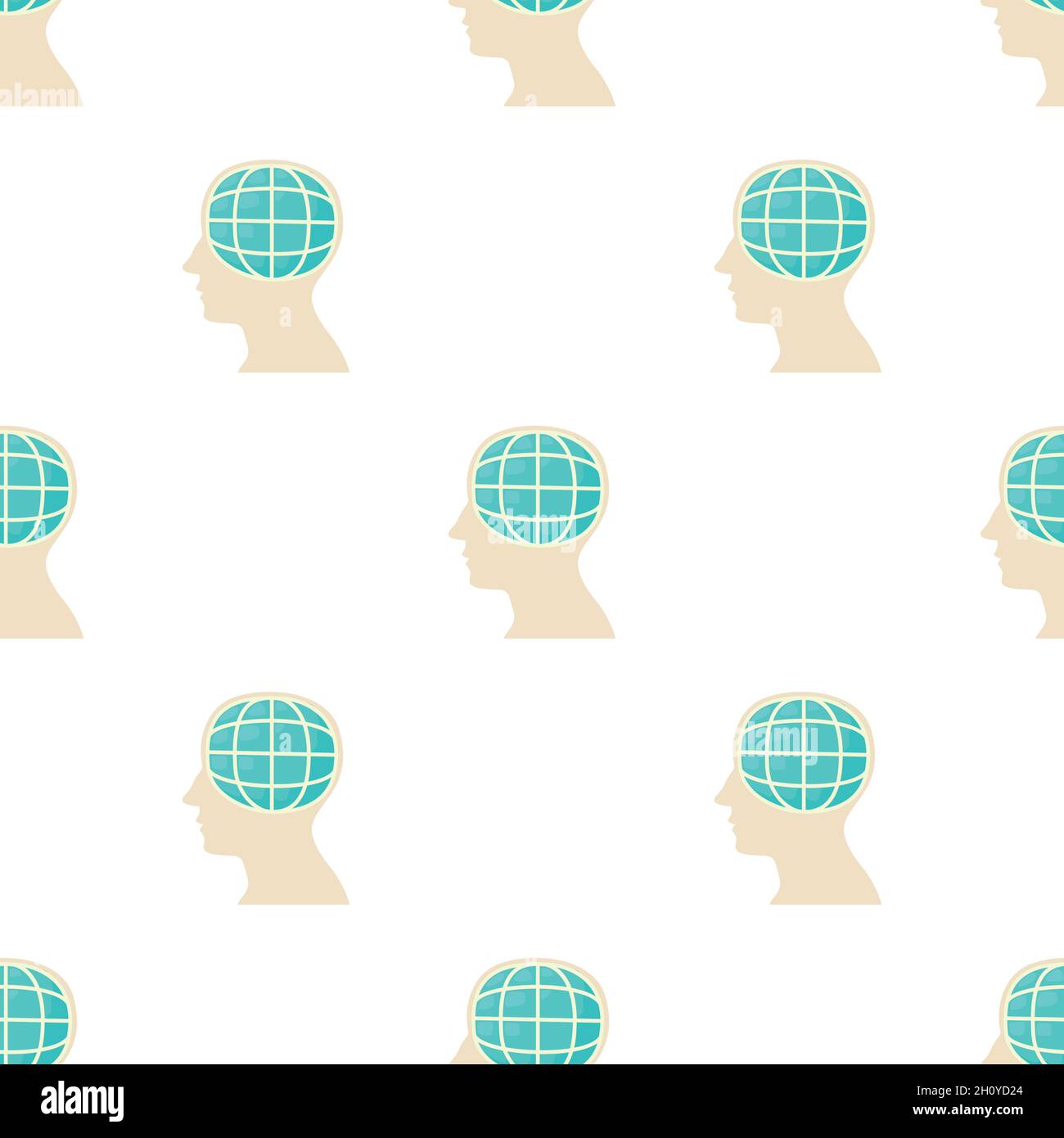 Head with globe pattern seamless background texture repeat wallpaper ...