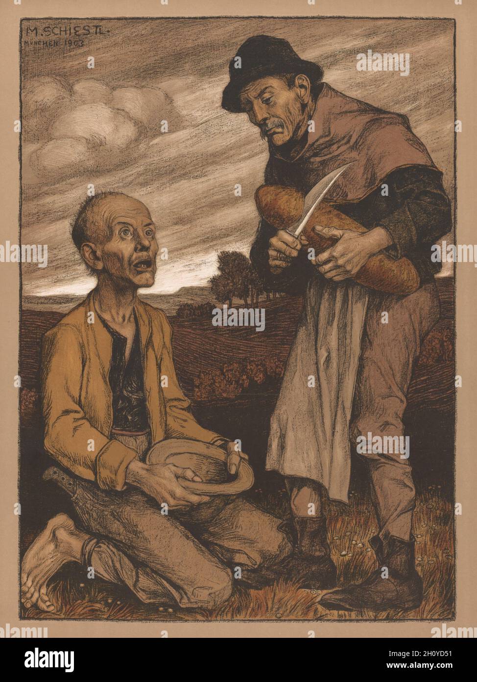 Alms for the Poor, 1903. Matthaus Schiestl (German, 1869-1939). Color ...