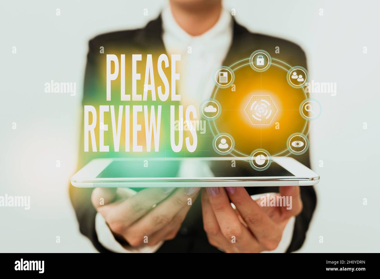 Handwriting text Please Review Us. Concept meaning situation or system ...