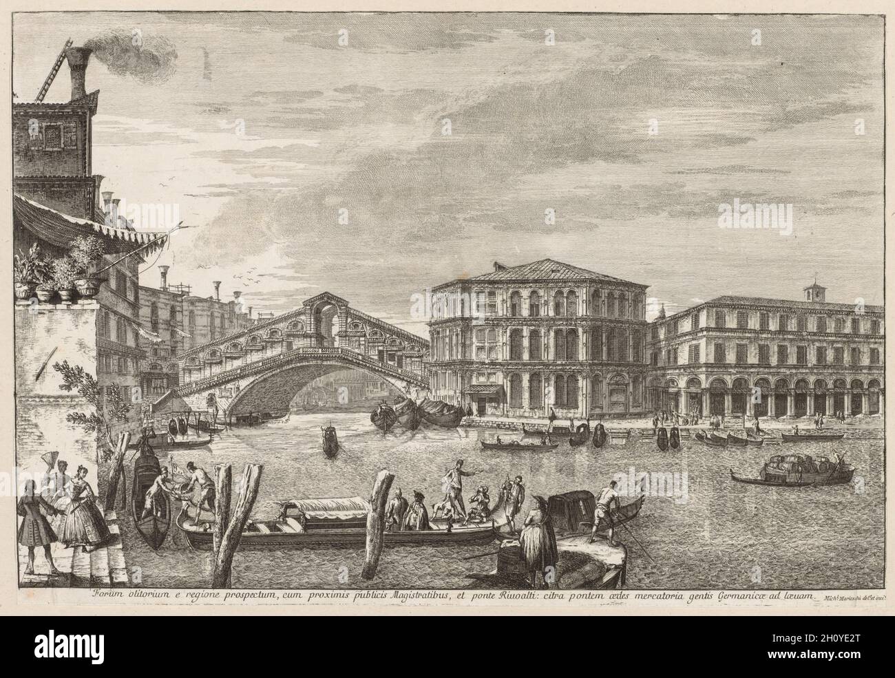 Views of Venice: The Bridge and Market of Rialto, 1741. Michele ...