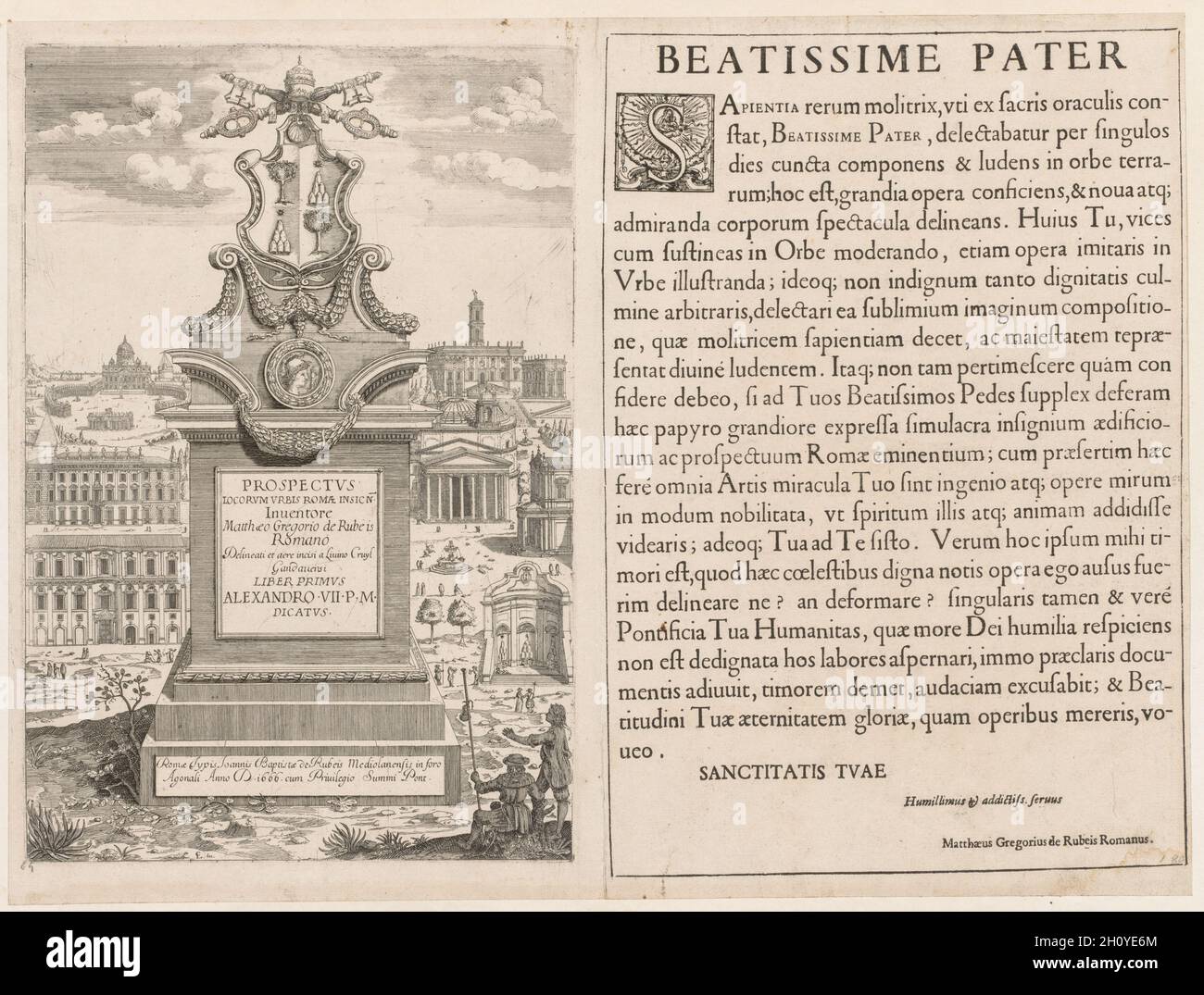 Frontispiece from "Prospectus Locurum Urbis Romae Insign[ium]", 1666 ...