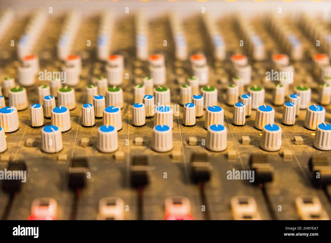 Buttons of the electronic music instrumentin the recording studio Stock ...