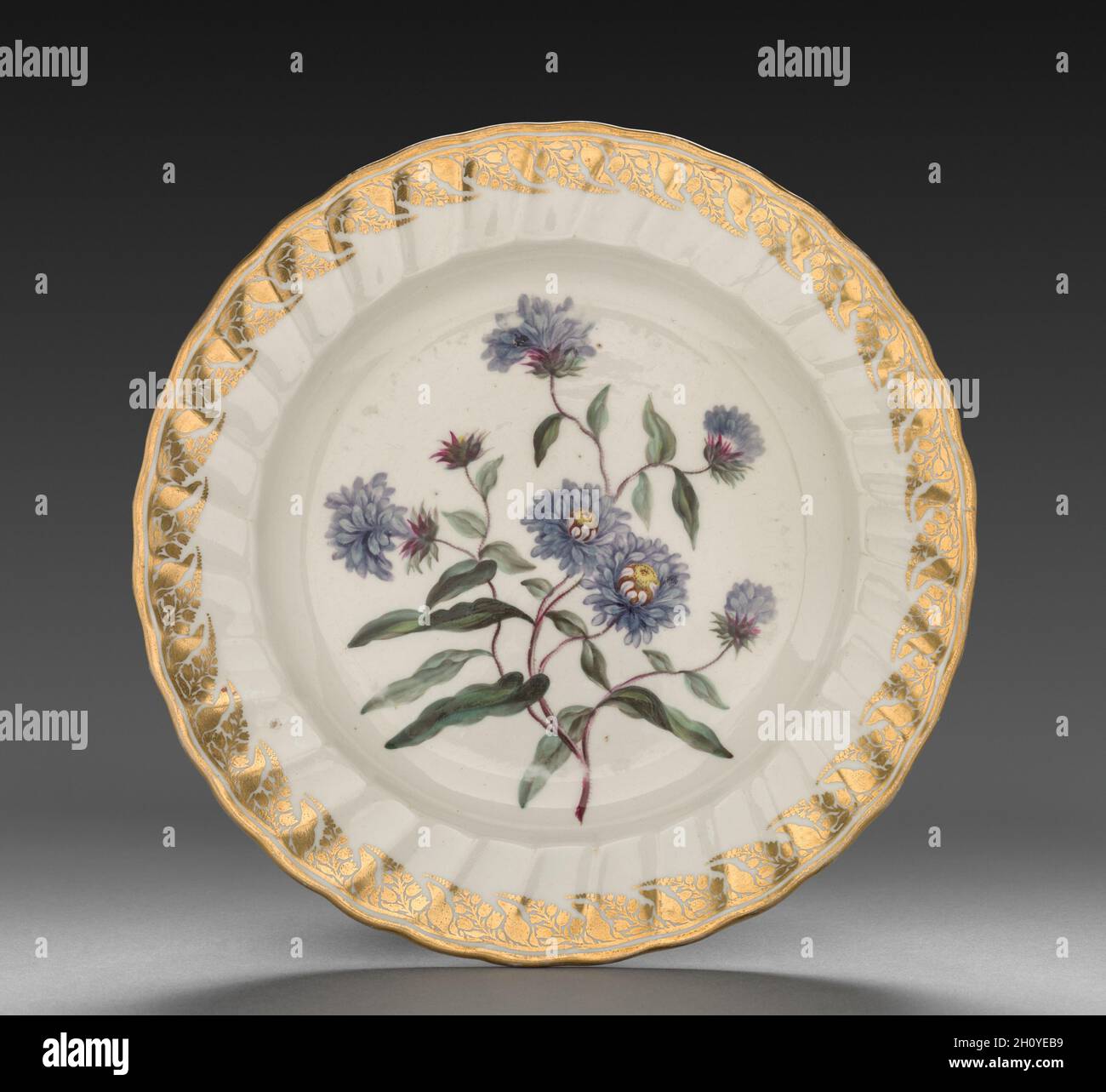 Plate from Dessert Service: Tall Blue Aster, c. 1800. Derby (Crown ...