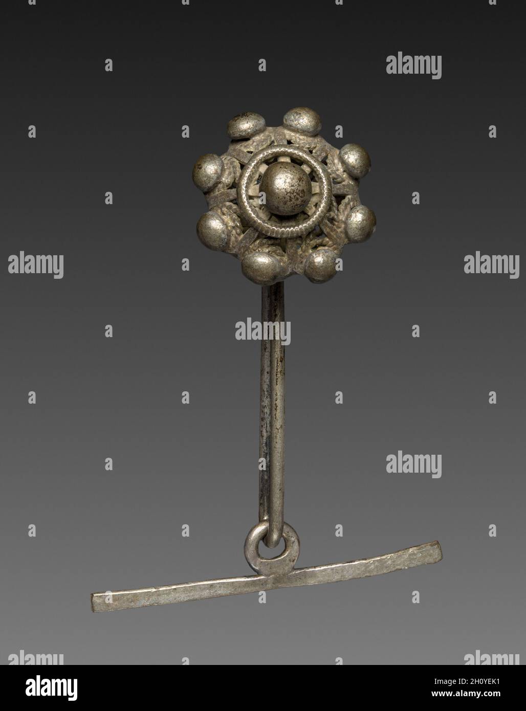 Button, 1800s. Sardinia, 19th century. Silver; overall: 9 cm (3 9/16 in ...