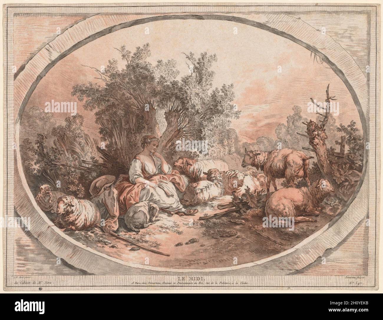 The Four Times of Day: Noon. Gilles Demarteau (French, 1722-1776), after Jean-Baptiste Marie ...