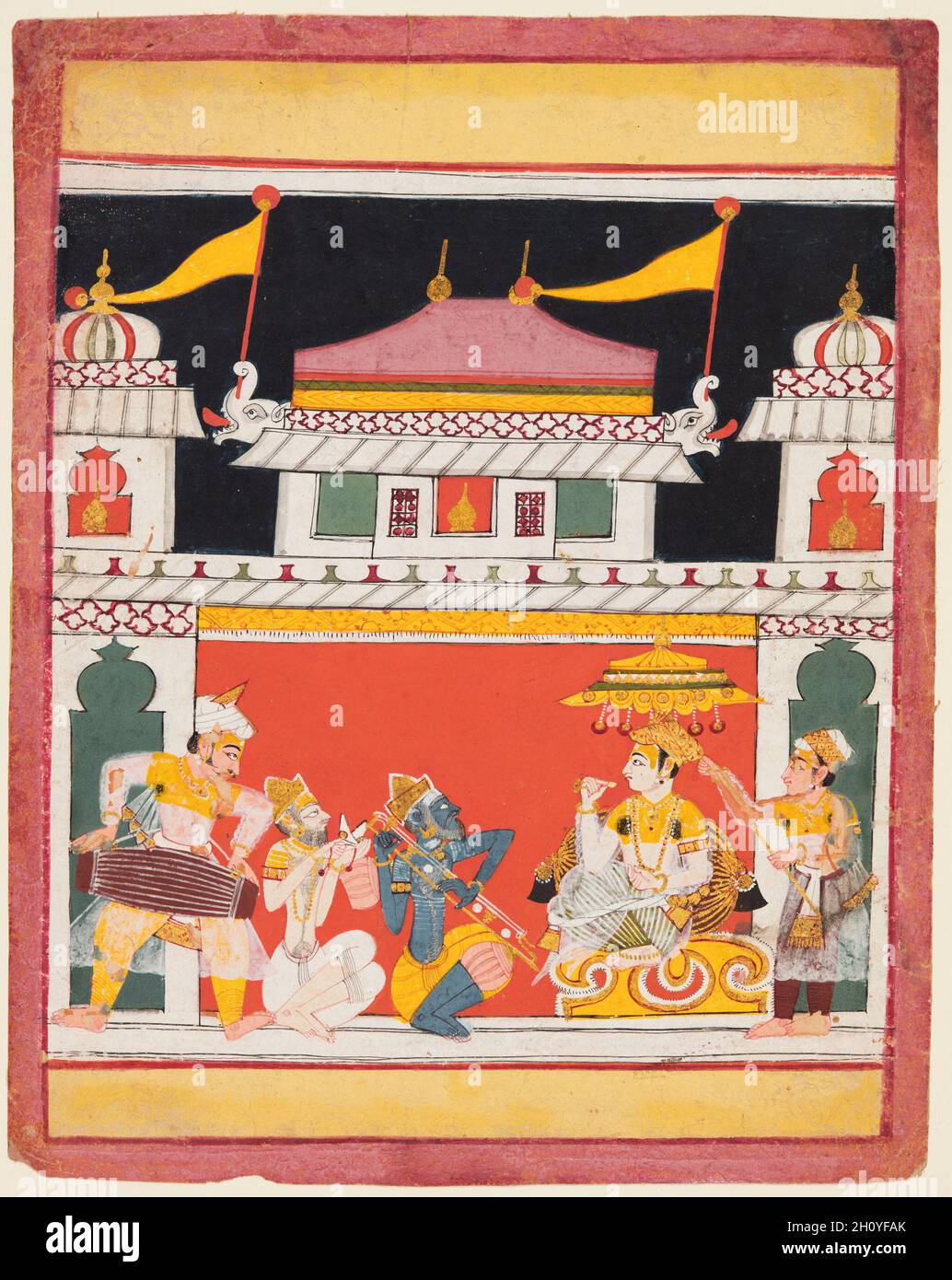 Three Musicians Perform Before a King: Shri Raga, from a Ragamala, c ...