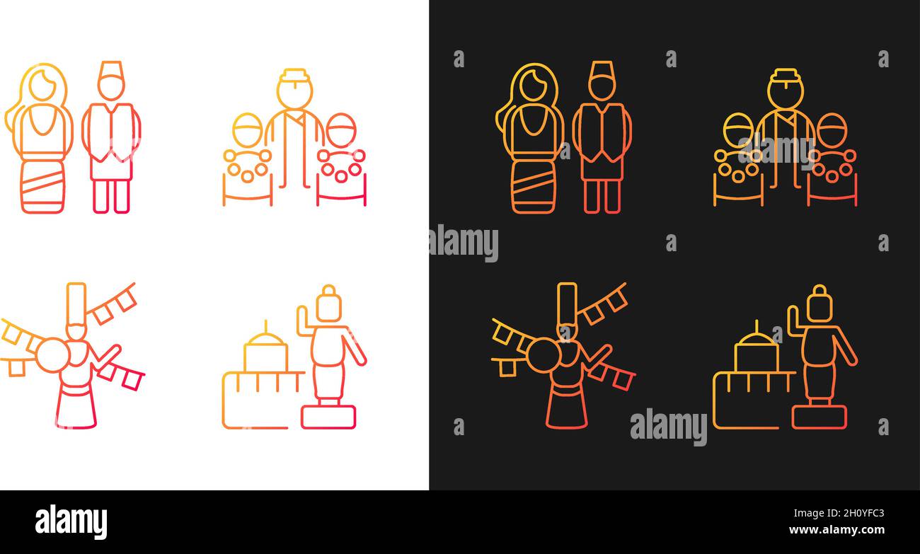 Nepalese traditions gradient icons set for dark and light mode Stock ...