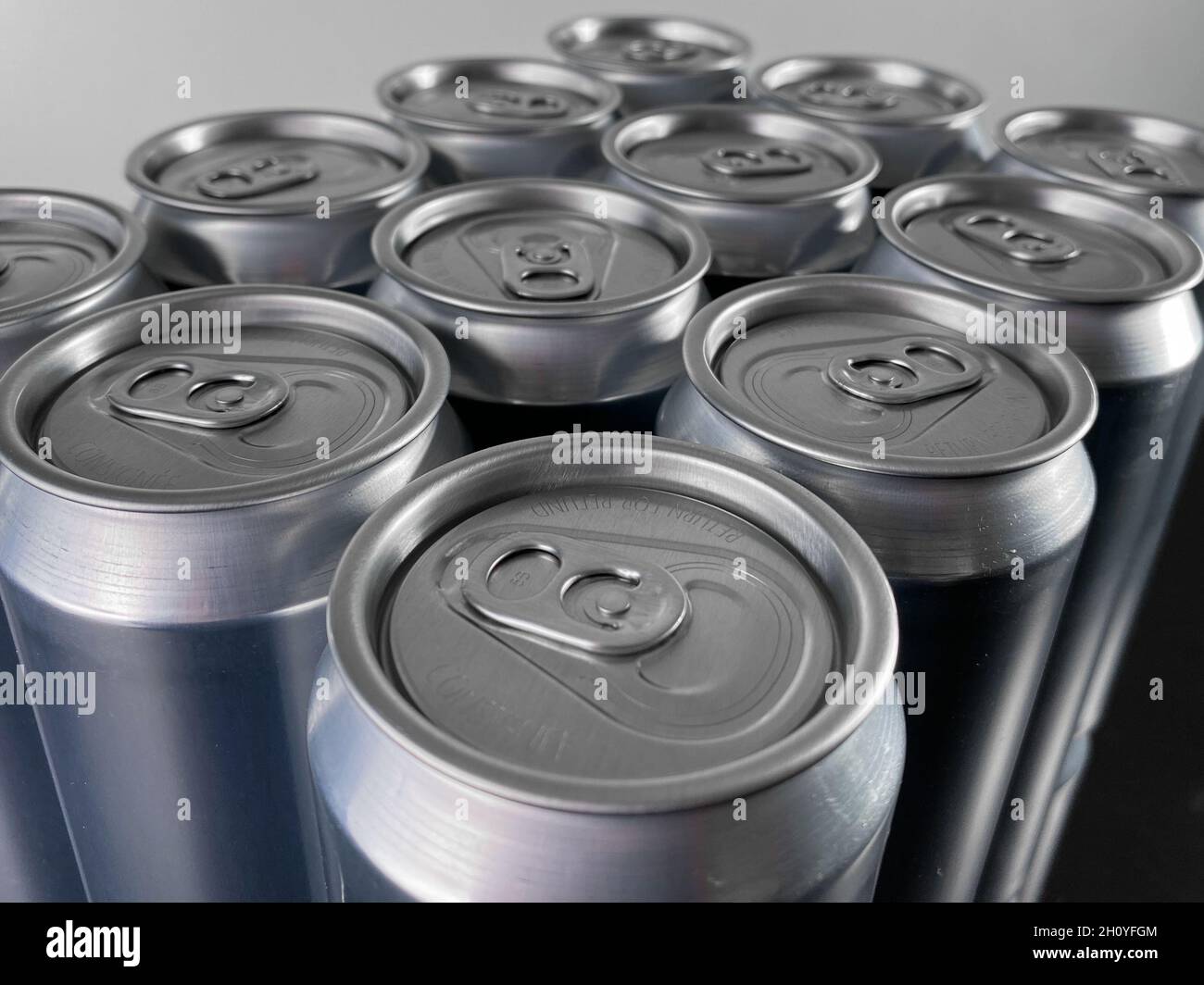Closeup shot of aluminum cans before labeling Stock Photo - Alamy