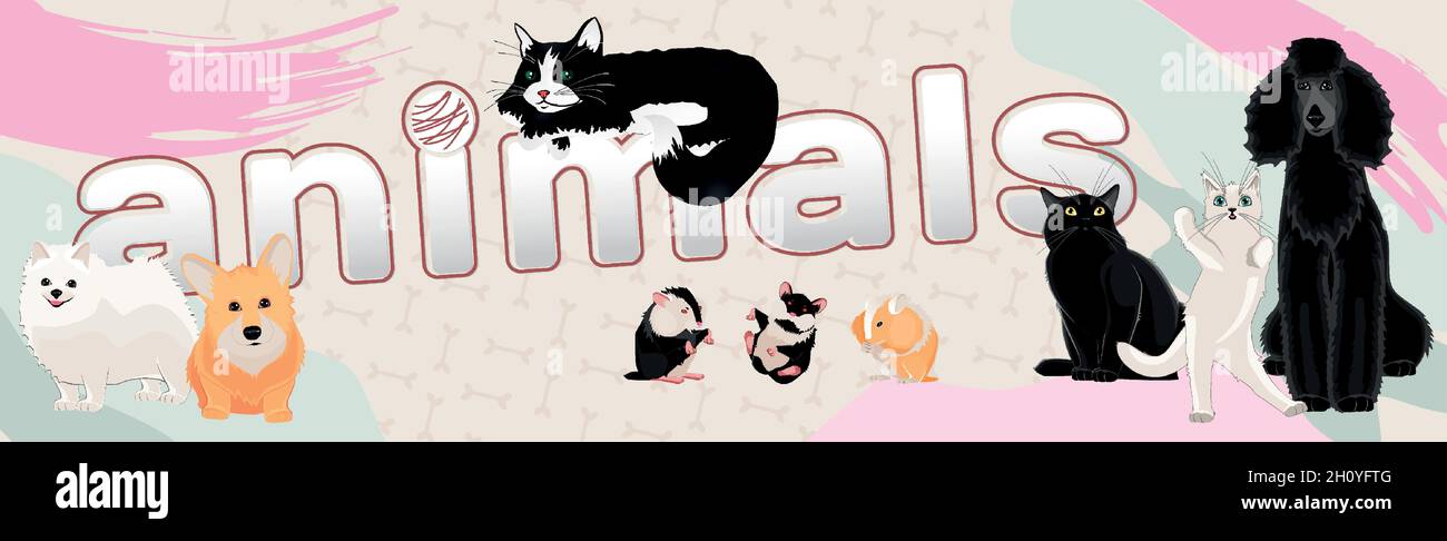 Animals concept panoramic web template for advertising - Vector ...