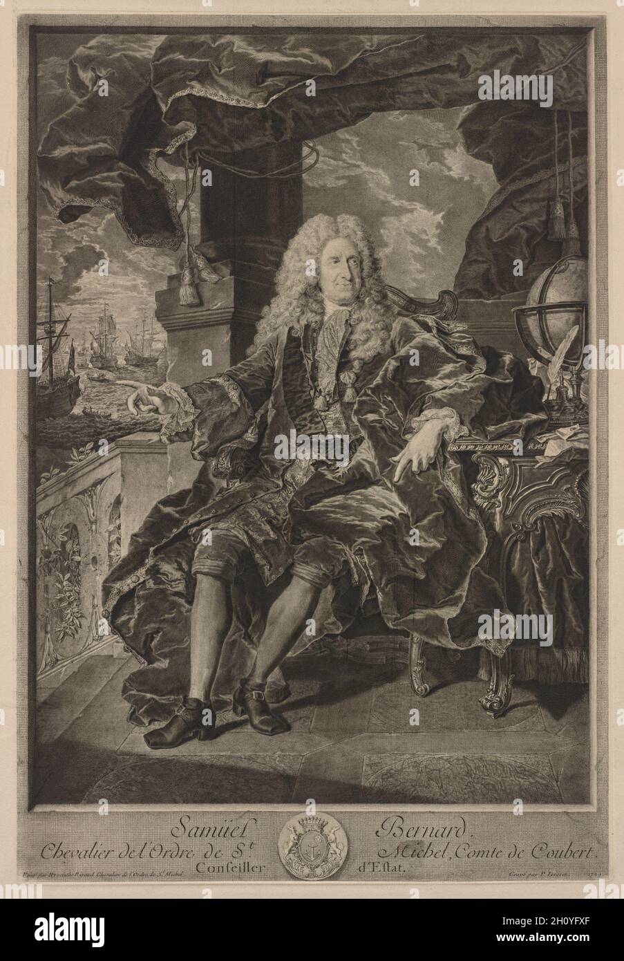 Samuel Bernard, 1729. Pierre Drevet (French, 1663-1738), after ...