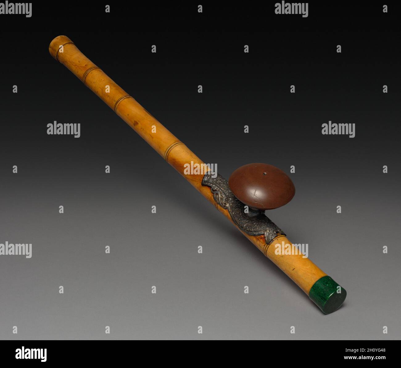 Opium Pipe, 1800s. China, Qing dynasty (1644-1911). Ivory with repoussé ...