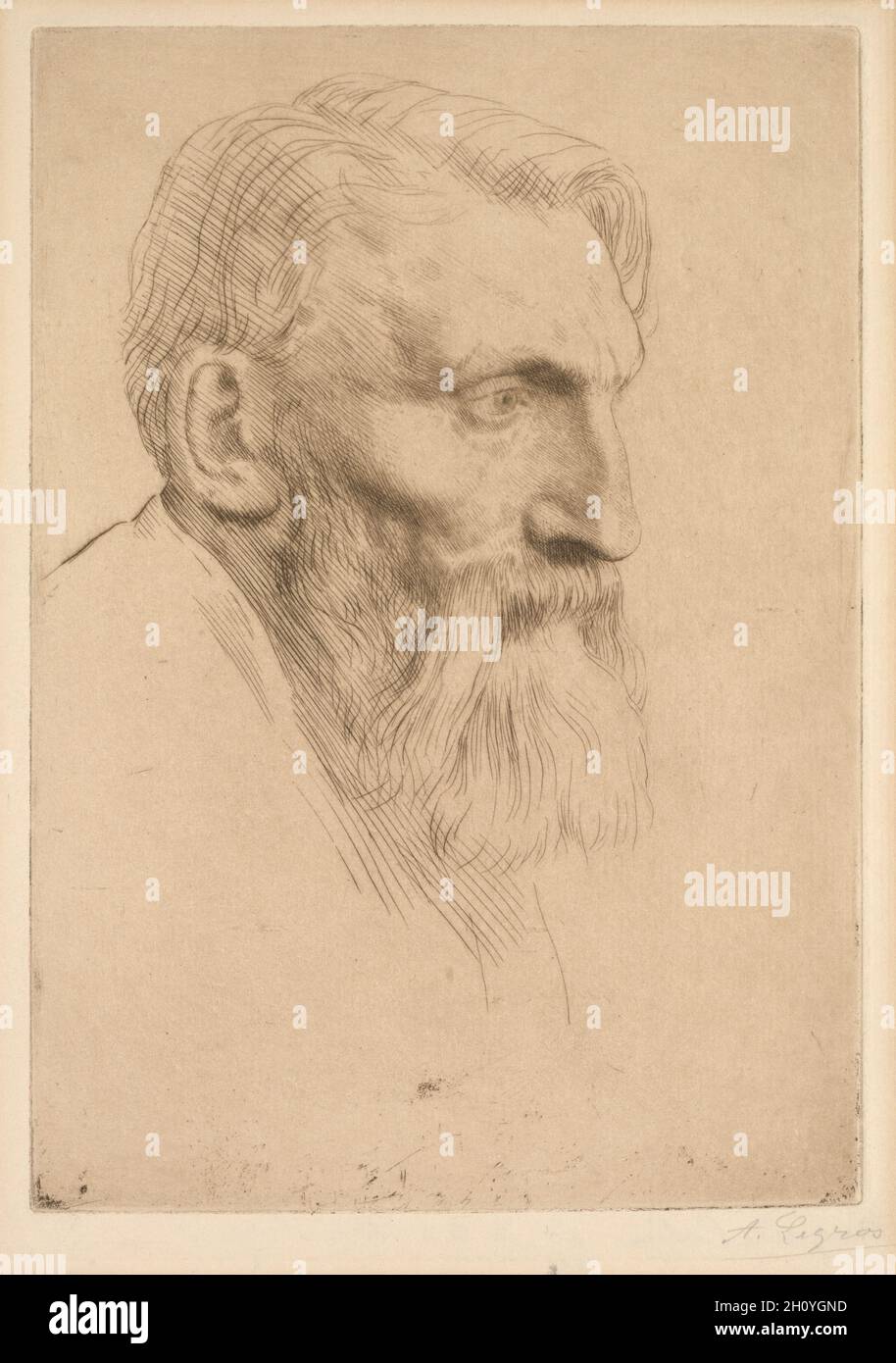Auguste Rodin, 1881. Alphonse Legros (French, 1837-1911). Etching ...