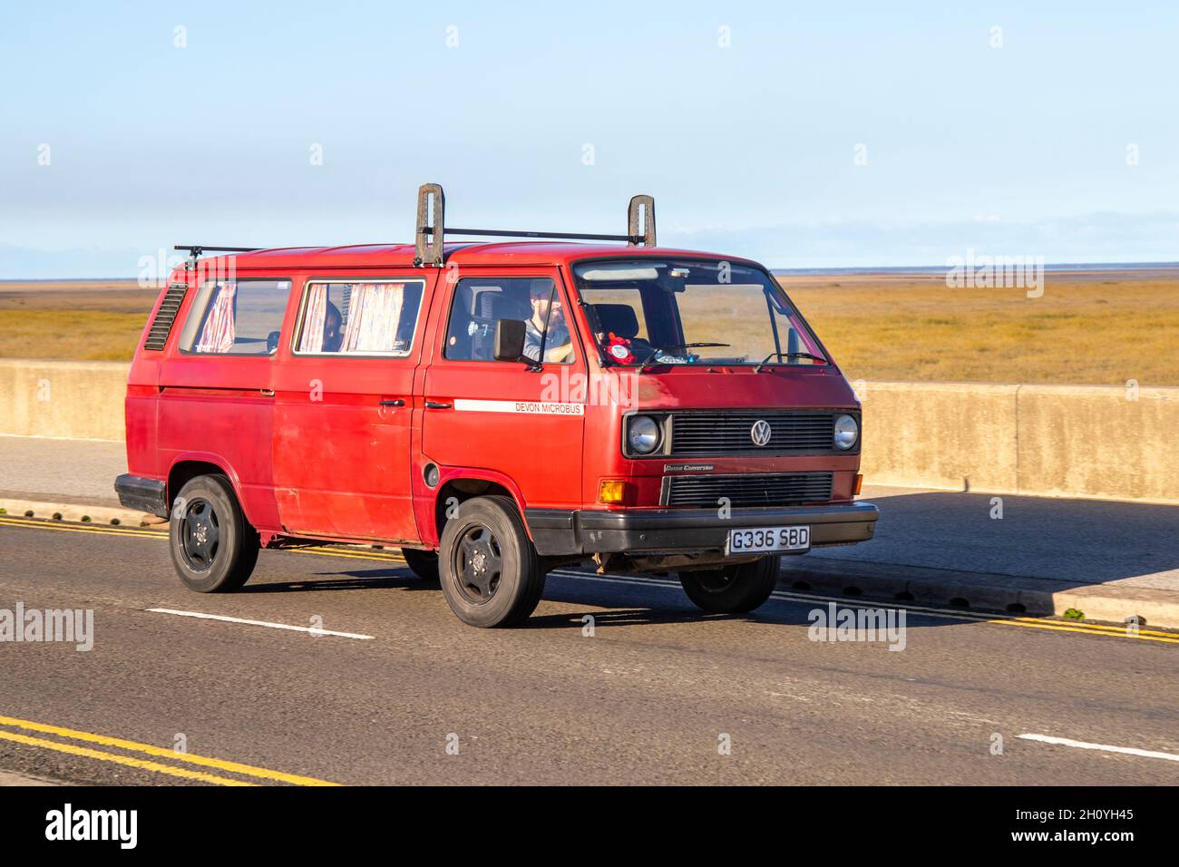 1990 90s nineties red VW Volkswagen Devon Camper TRANSPORTER PANEL VAN ...