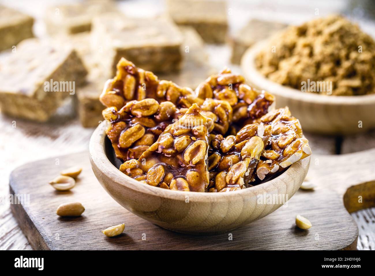 Brazilian peanut sweet, called "pé de moleque", a typical sweet of ...
