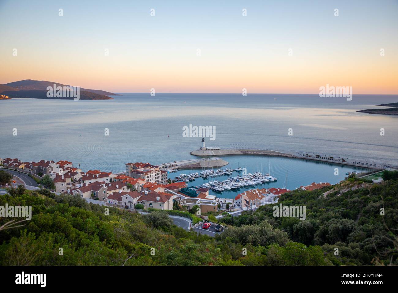 Aerial view of Lustica Bay in Montenegro Stock Photo - Alamy