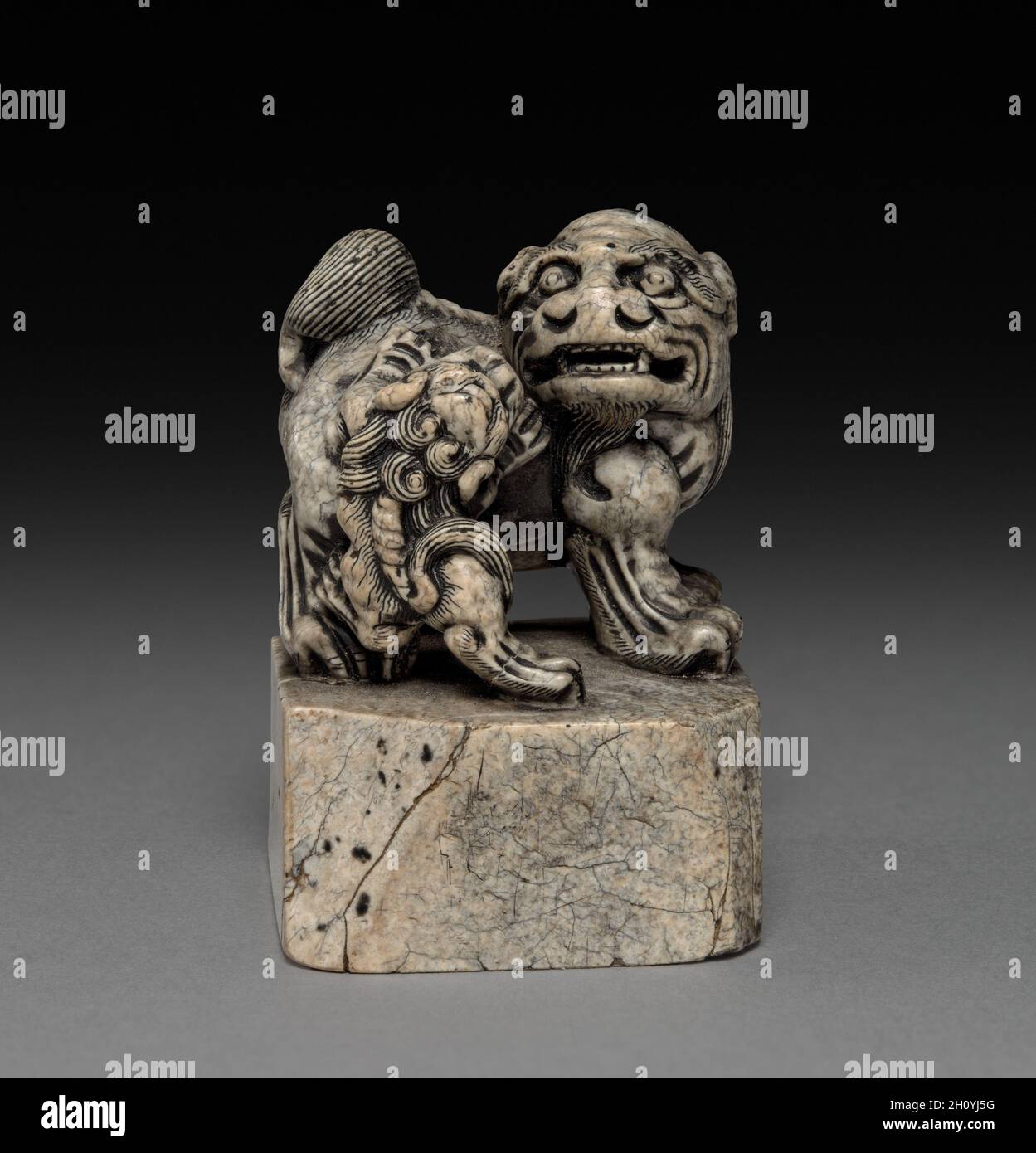 Seal: Lion and Cub, 1700s. China, Qing dynasty (1644-1911). Stone ...