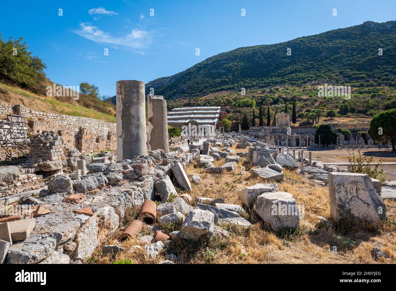 Ephesus Ancient City in Selcuk, Turkey, the view of world famous ruins ...