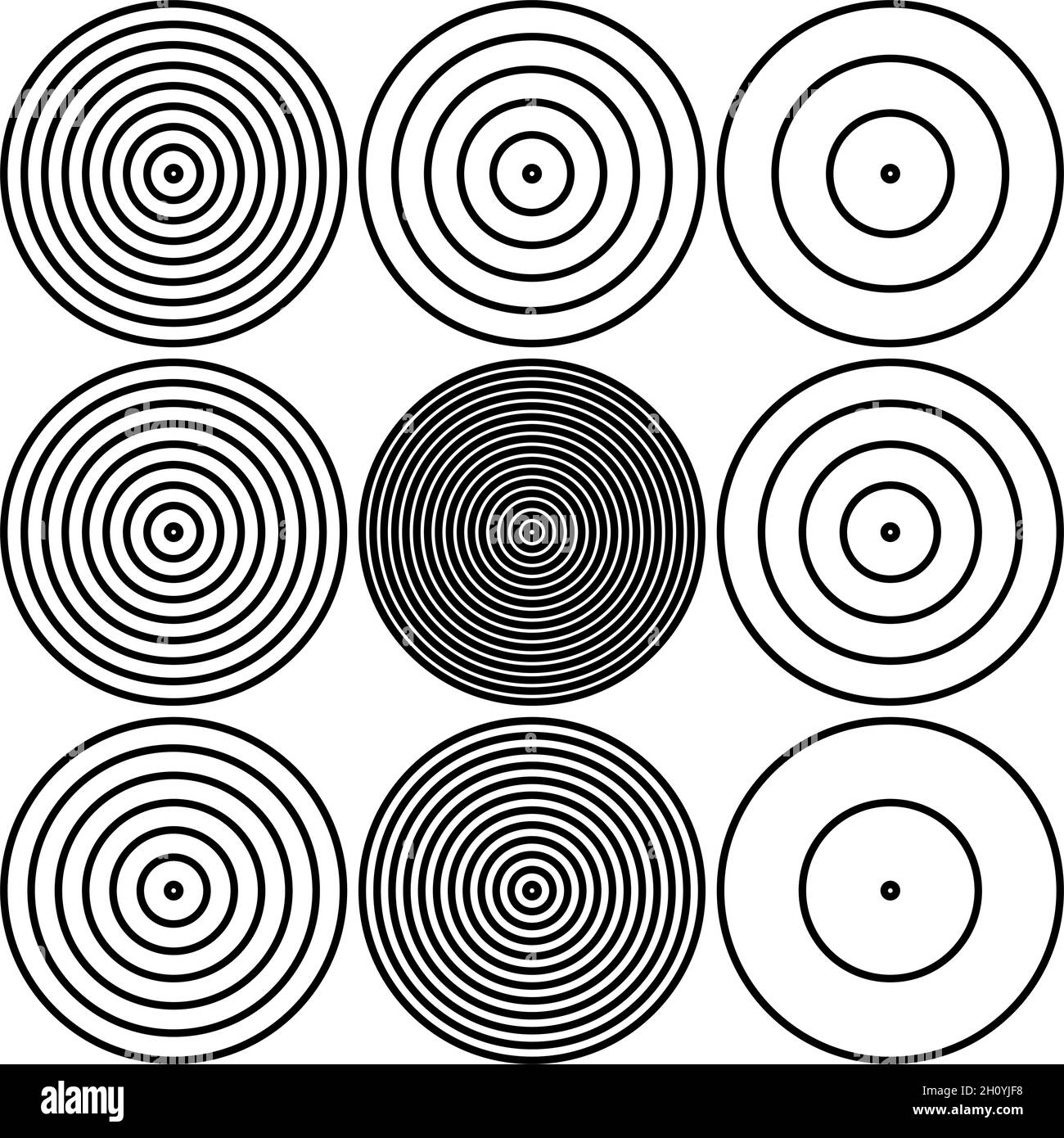 Concentric circles. Radiating, radial circles, lines - stock vector ...