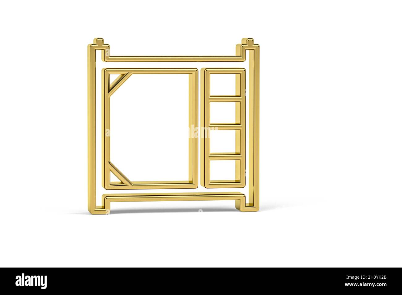 Golden 3D scaffolding icon isolated on white background - 3D render ...