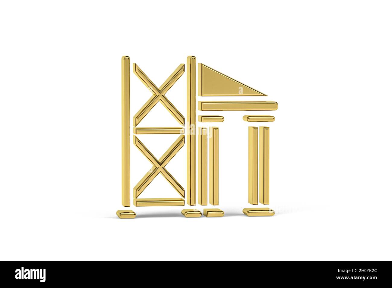 Golden 3D scaffolding icon isolated on white background - 3D render ...