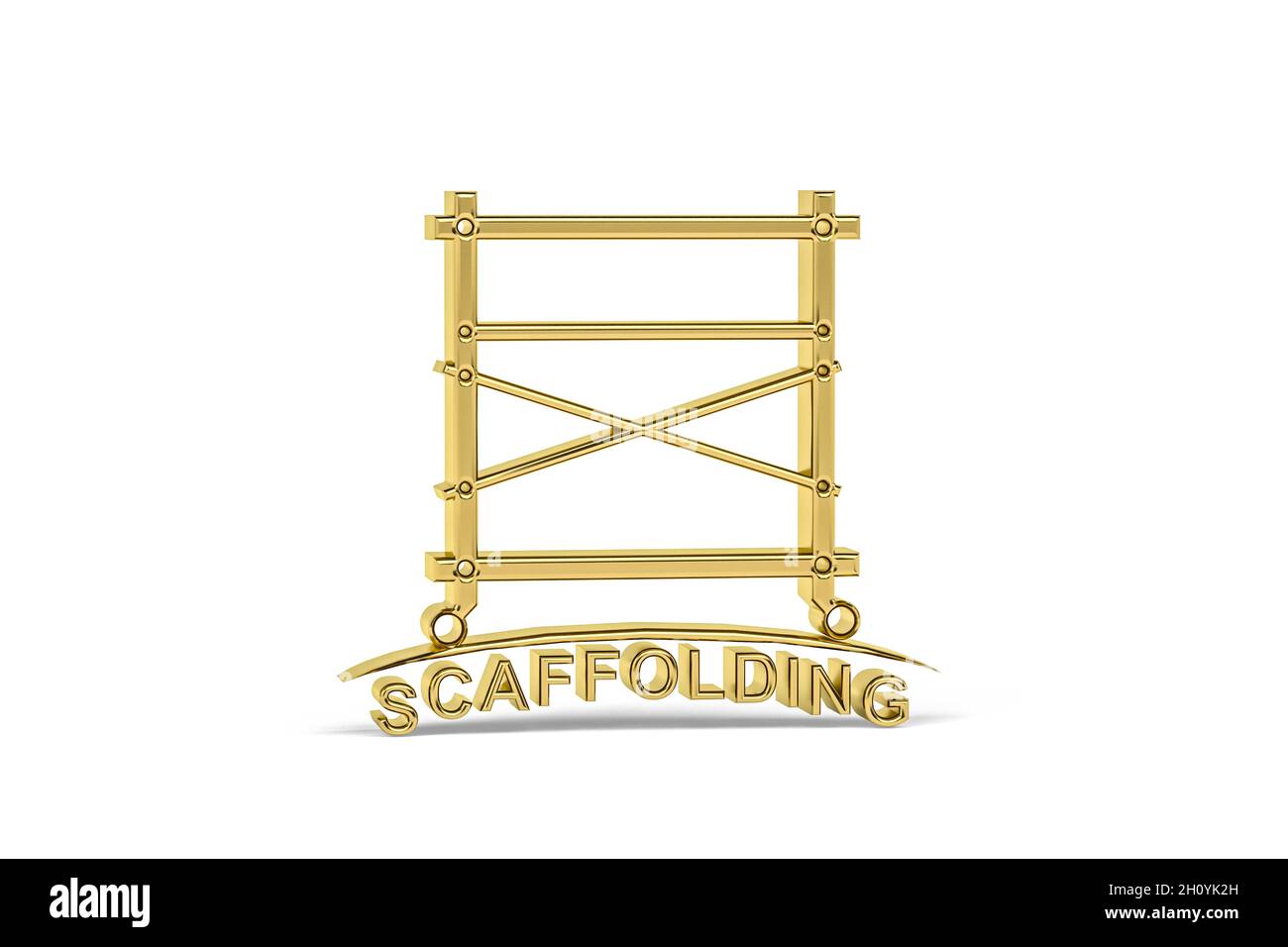 Golden 3D scaffolding icon isolated on white background - 3D render ...