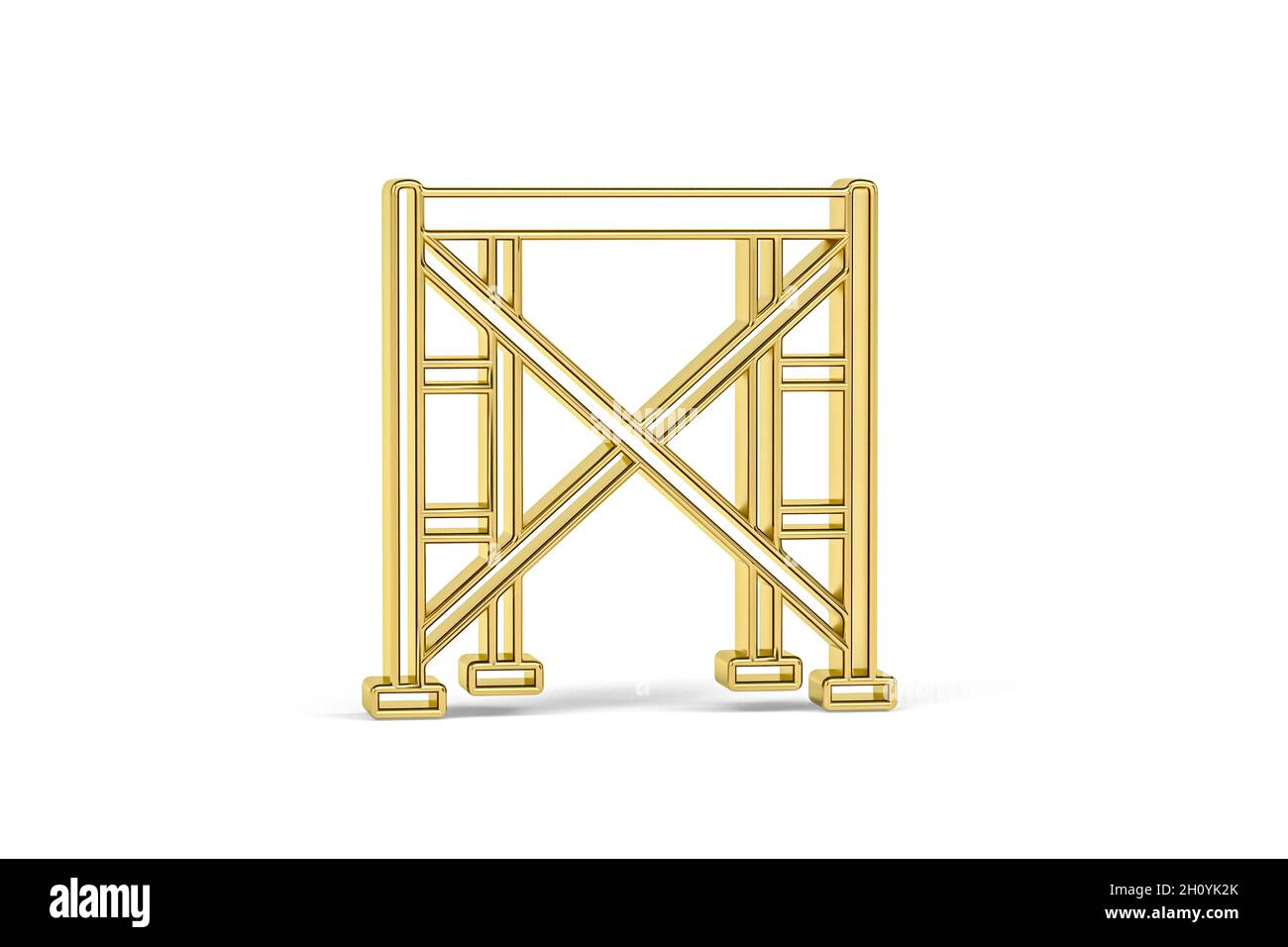 Golden 3D scaffolding icon isolated on white background - 3D render ...