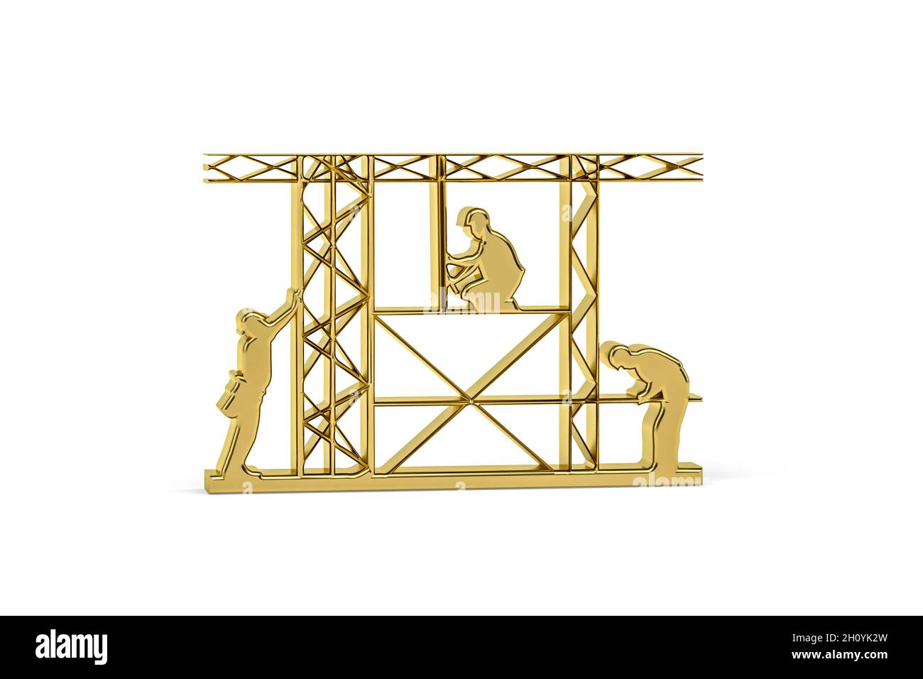 Golden 3D scaffolding icon isolated on white background - 3D render ...