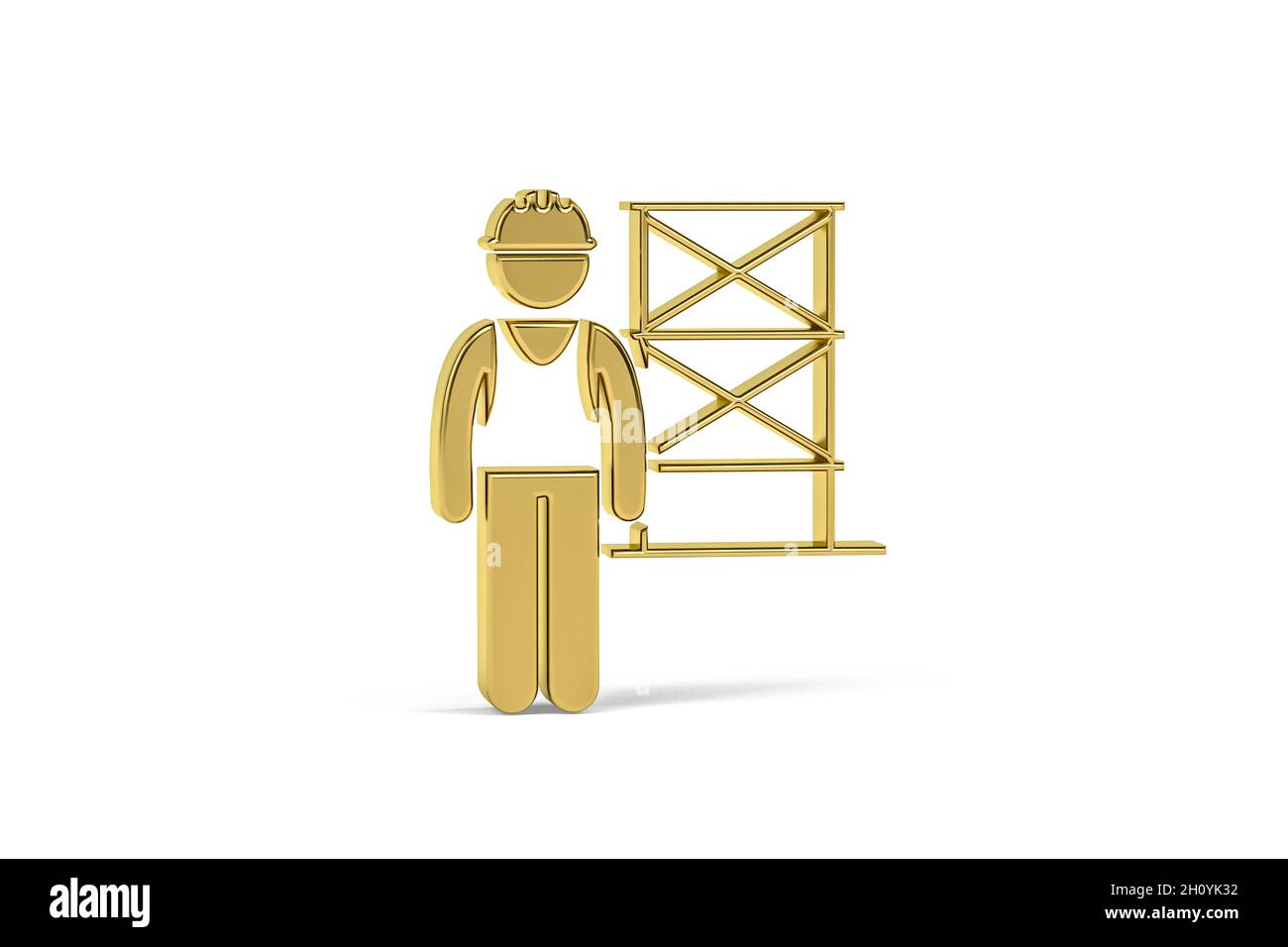 Golden 3D scaffolding icon isolated on white background - 3D render ...