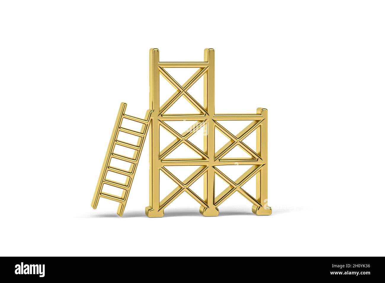 Golden 3D scaffolding icon isolated on white background - 3D render ...