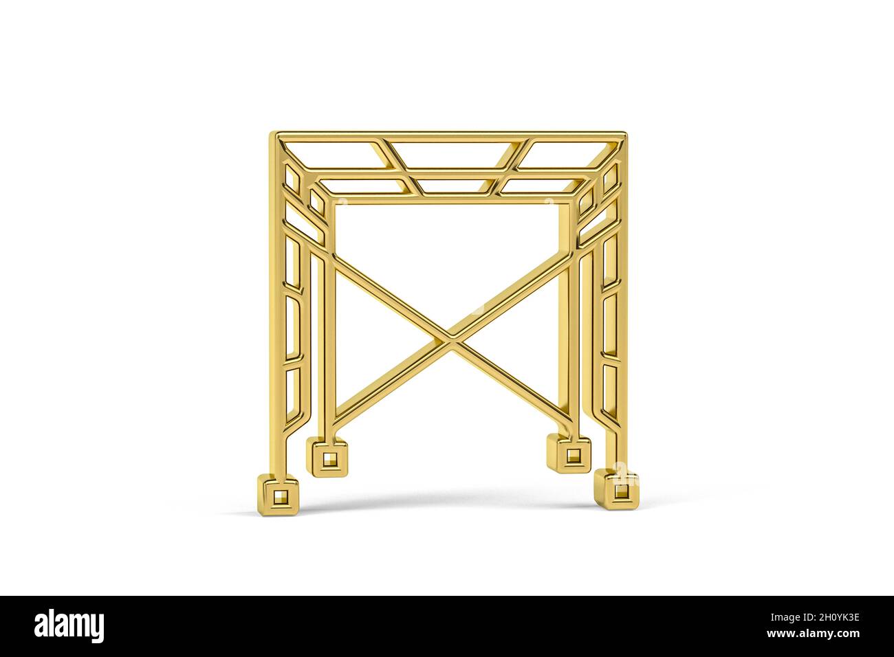 Golden 3D scaffolding icon isolated on white background - 3D render ...