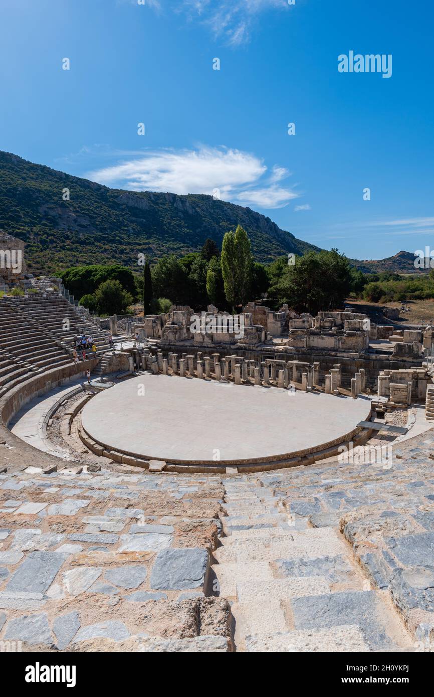 Ephesus ancient theatre landscape view in the ancient city of Ephesus ...