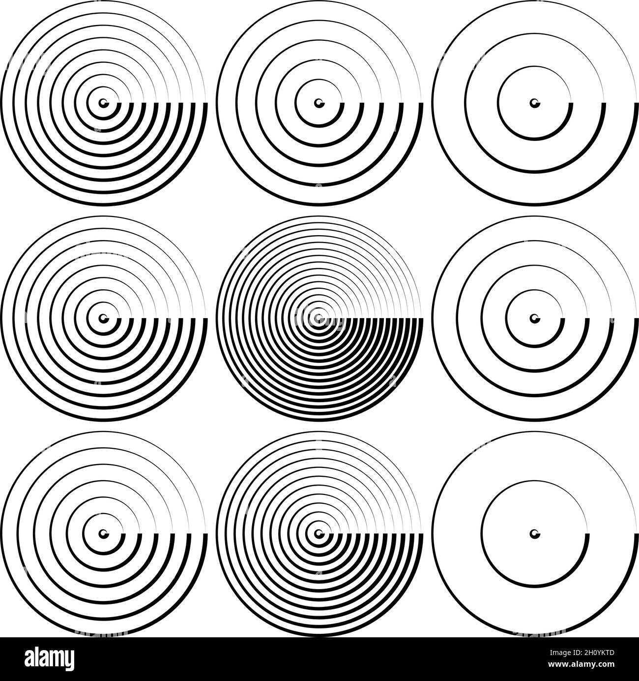 Concentric circles. Radiating, radial circles, lines - stock vector ...