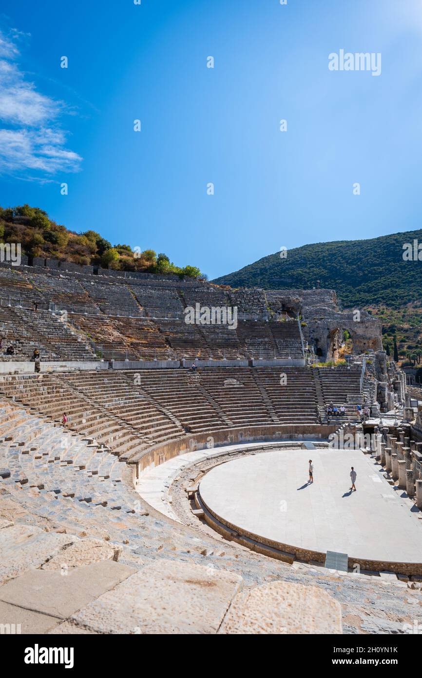 Ephesus ancient theatre landscape view in the ancient city of Ephesus ...
