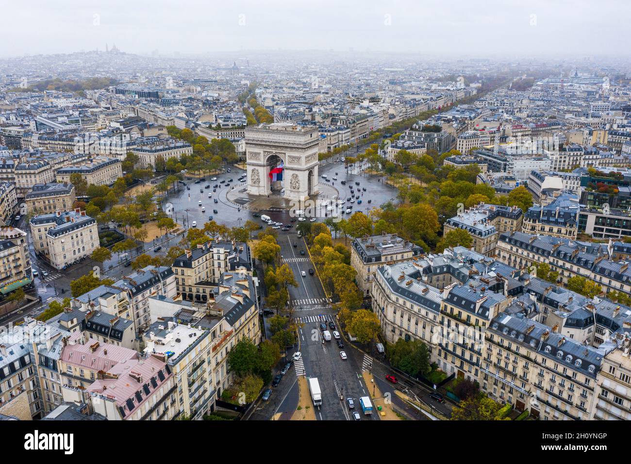 Aerial view of Arc de Triomphe, Paris Stock Photo - Alamy