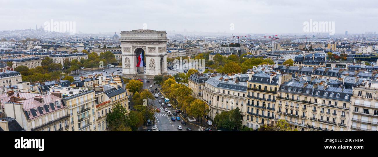 Aerial view of Arc de Triomphe, Paris Stock Photo - Alamy