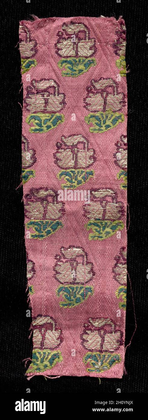 Fragment, 1800s. India, 19th century. Brocade; sateen ground with silk ...