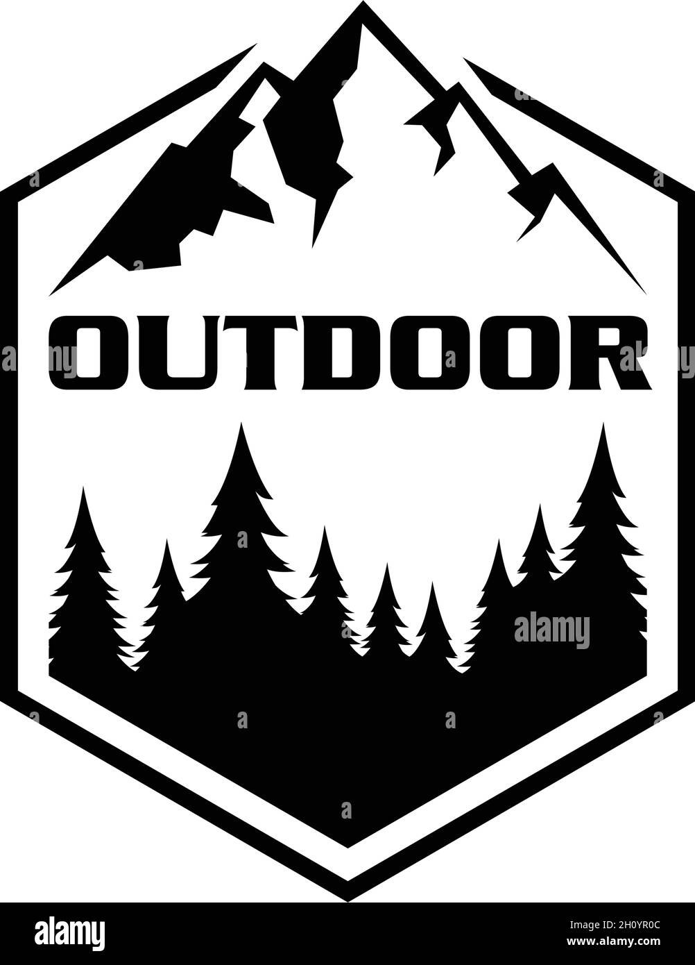 Mountain and pine tree badge, Logo design related to outdoor activity ...