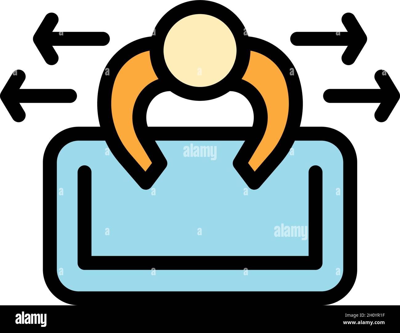 Safe distance icon. Outline safe distance vector icon color flat ...